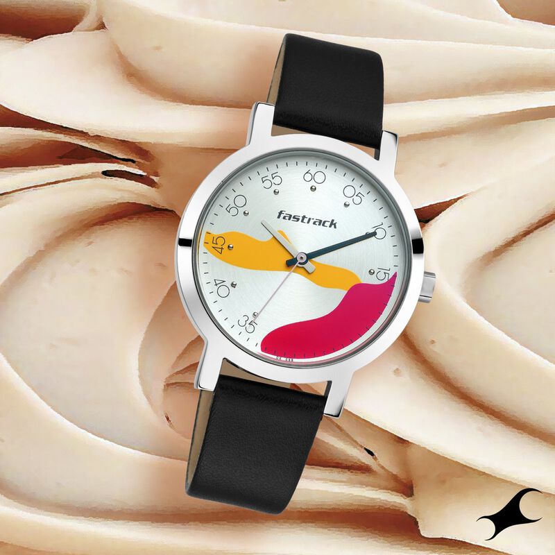 Buy Online Fastrack Bare Basics Quartz Analog Silver Dial Leather Strap ...
