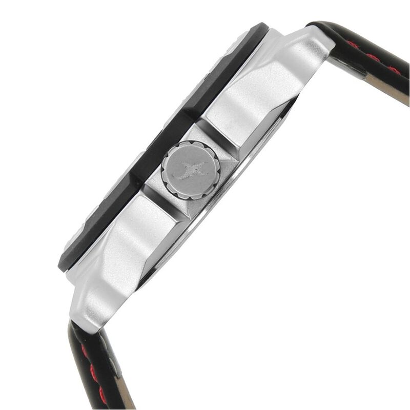 Fastrack Motorheads Quartz Analog Red Dial Leather Strap Watch for Guys