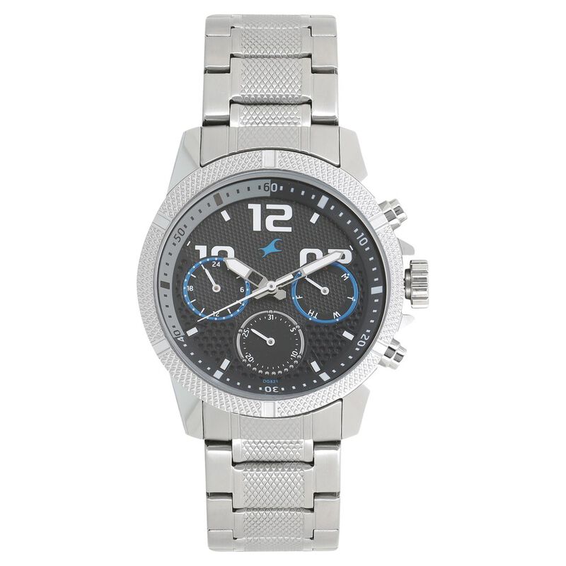 Buy Online Fastrack Loopholes Quartz Multifunction Black Dial Stainless ...