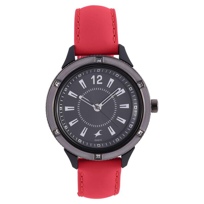 Fastrack Modular Quartz Analog Black Dial Leather Strap Watch for Girls