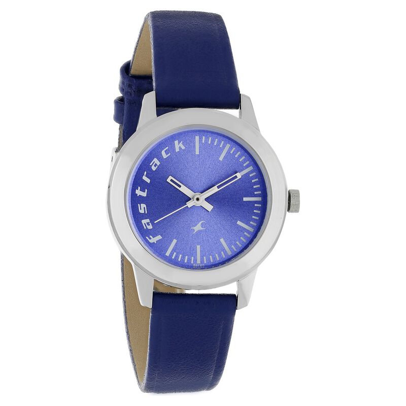 Fastrack Quartz Analog Blue Dial Leather Strap Watch for Girls