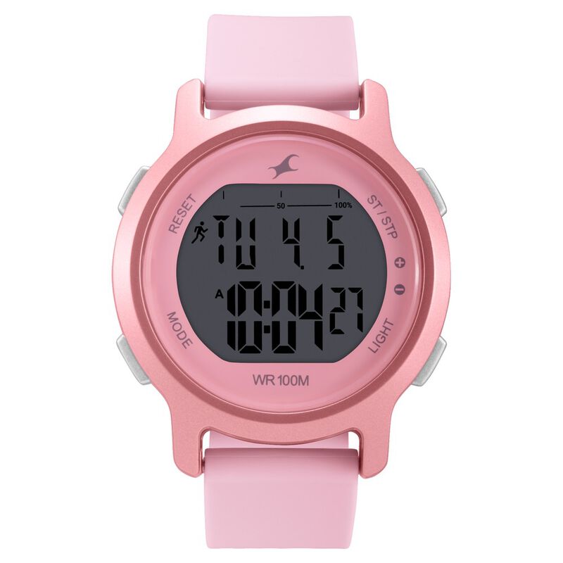 Fastrack Street Line Digital Dial Pink Silicone Strap Watch for Girls