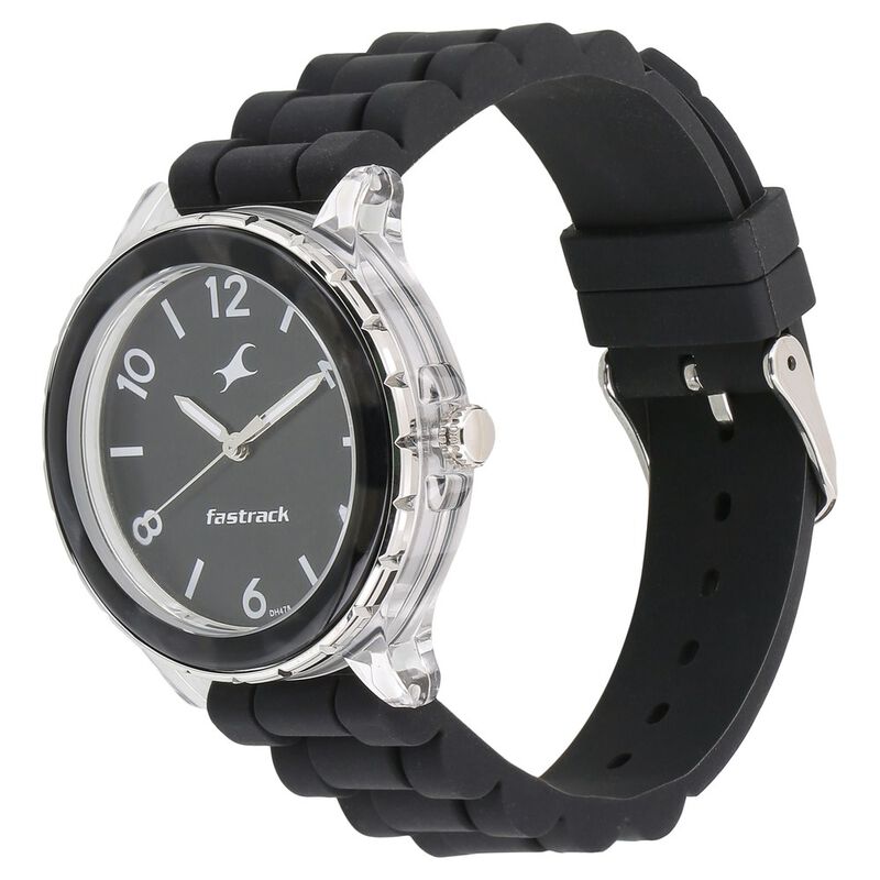 Fastrack Trendies Quartz Analog Black Dial Silicone Strap Watch for Girls