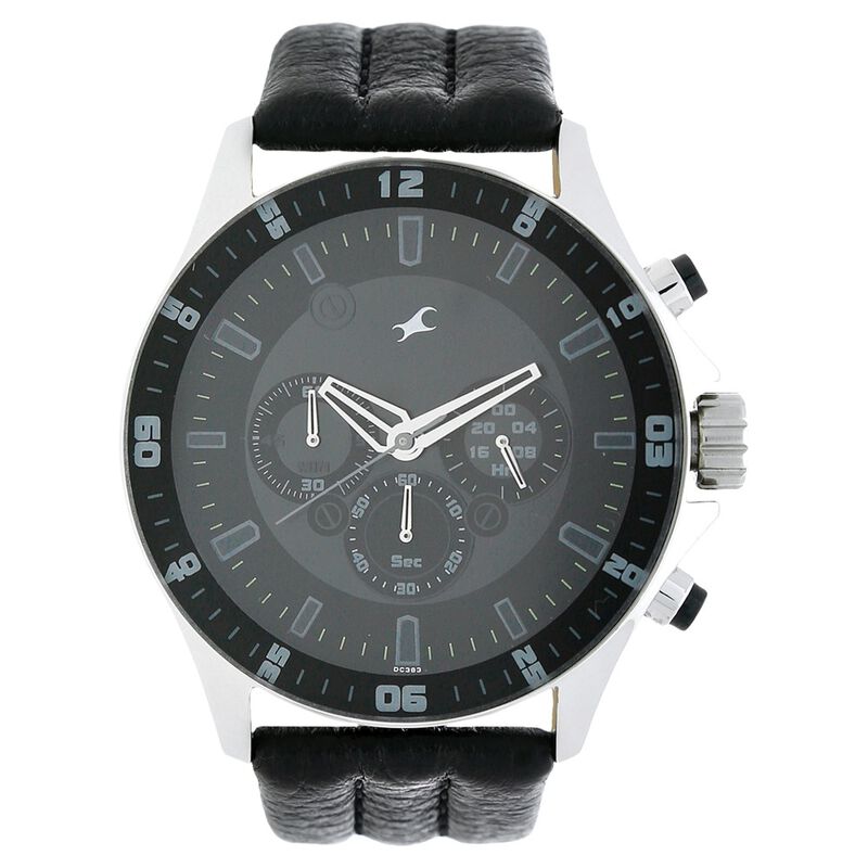 Buy Online Fastrack Quartz Chronograph Grey Dial Leather Strap Watch ...