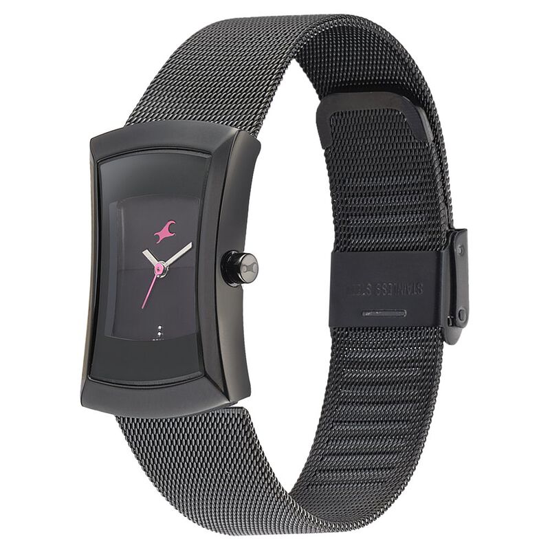 Fastrack Pulse Quartz Analog Black Dial Stainless Steel Strap Watch for ...