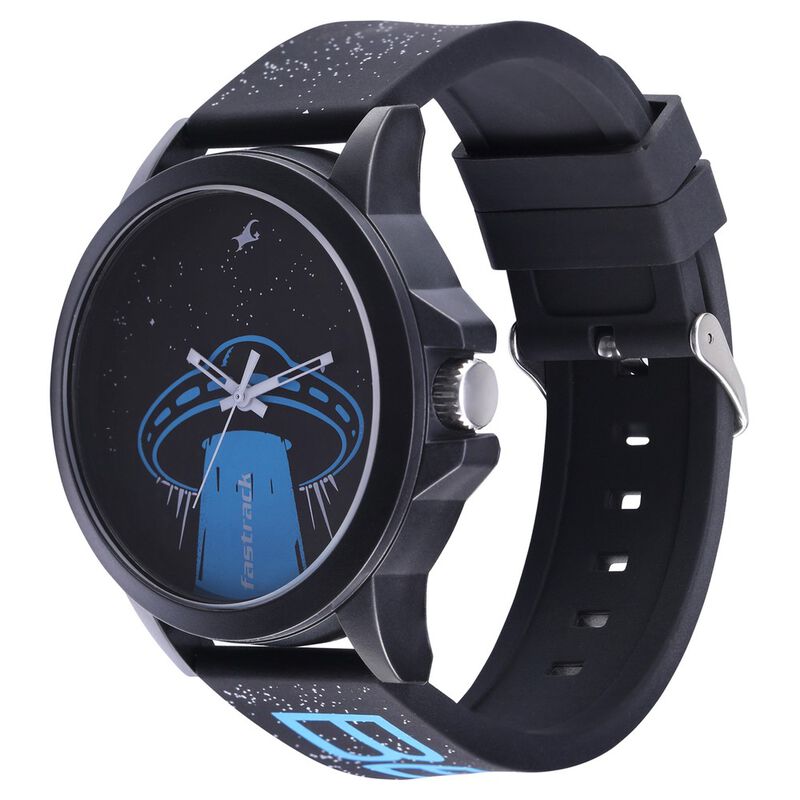 Fastrack Space Rover Quartz Analog Black Dial Silicone Strap Unisex Watch