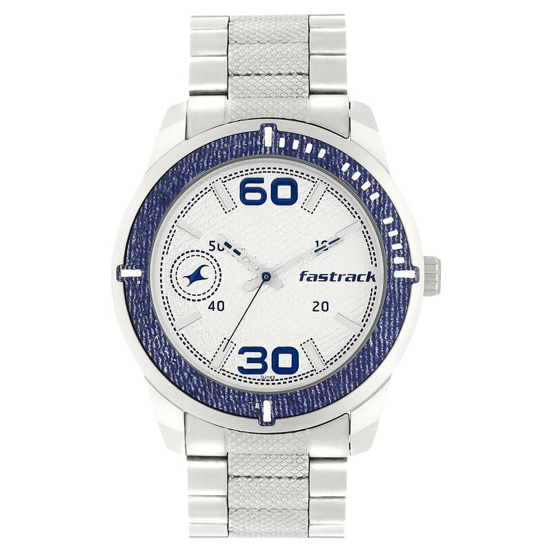 Buy Online Fastrack Denim Quartz Analog Silver Dial Stainless Steel ...