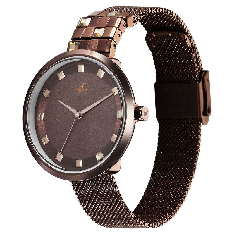 Fastrack Fleek Quartz Analog Brown Dial Stainless Steel Strap Watch for ...