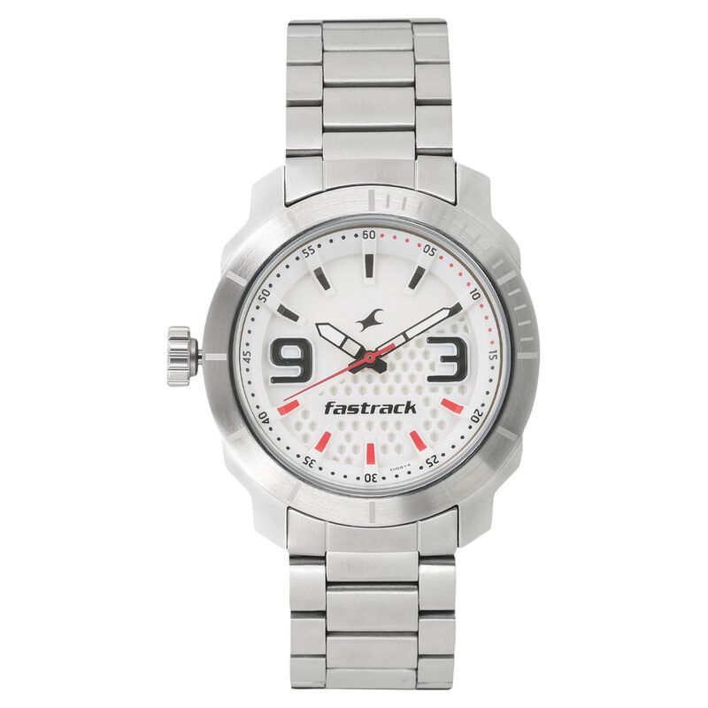 Buy Online Fastrack Loopholes Quartz Analog White Dial Stainless Steel ...