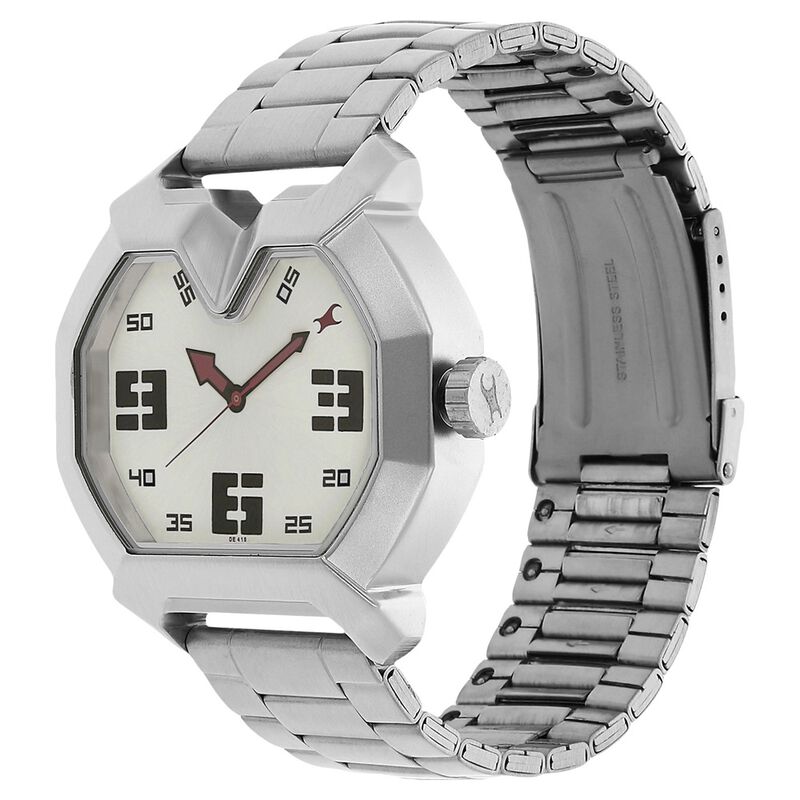 Fastrack Quartz Analog Silver Dial Stainless Steel Strap Watch for Guys