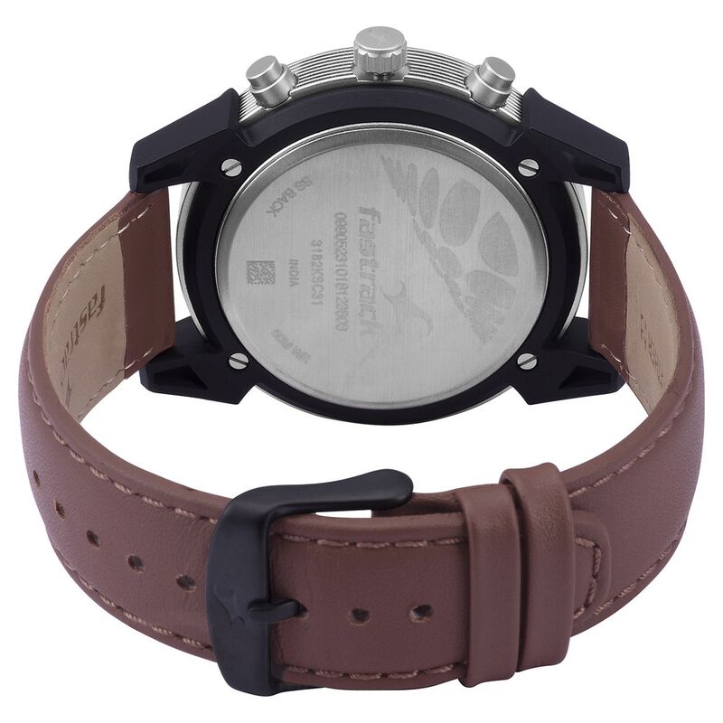 Fastrack Modular Quartz Analog White Dial Leather Strap Watch for Guys