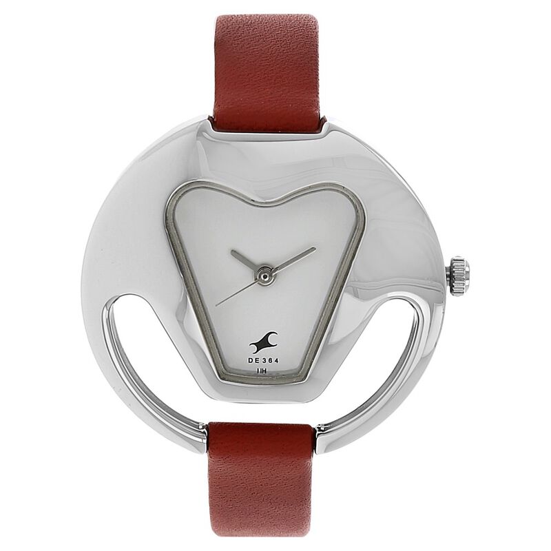Buy Online Fastrack Quartz Analog Silver Dial Leather Strap Watch for ...