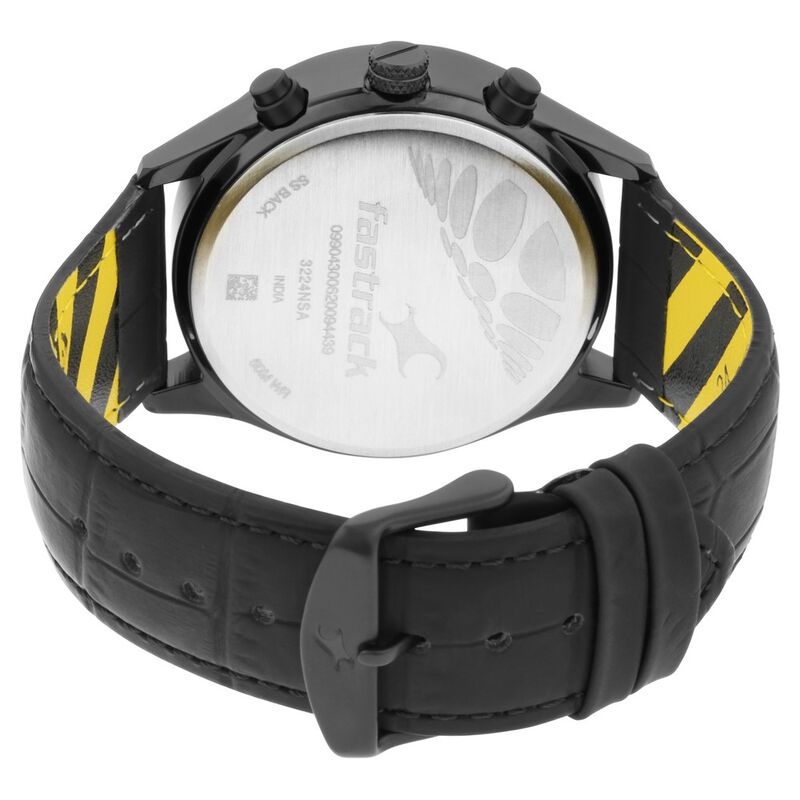 Fastrack Fastfit Quartz Analog with Day and Date Black Dial Leather ...