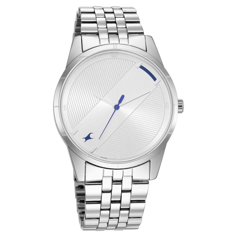 Fastrack Stunners Quartz Analog Silver Dial Metal Strap Watch for Guys
