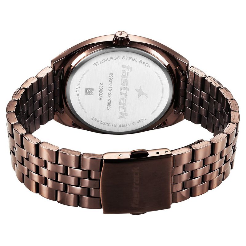 Fastrack Snob X Brown Dial Metal Strap Watch for Guys