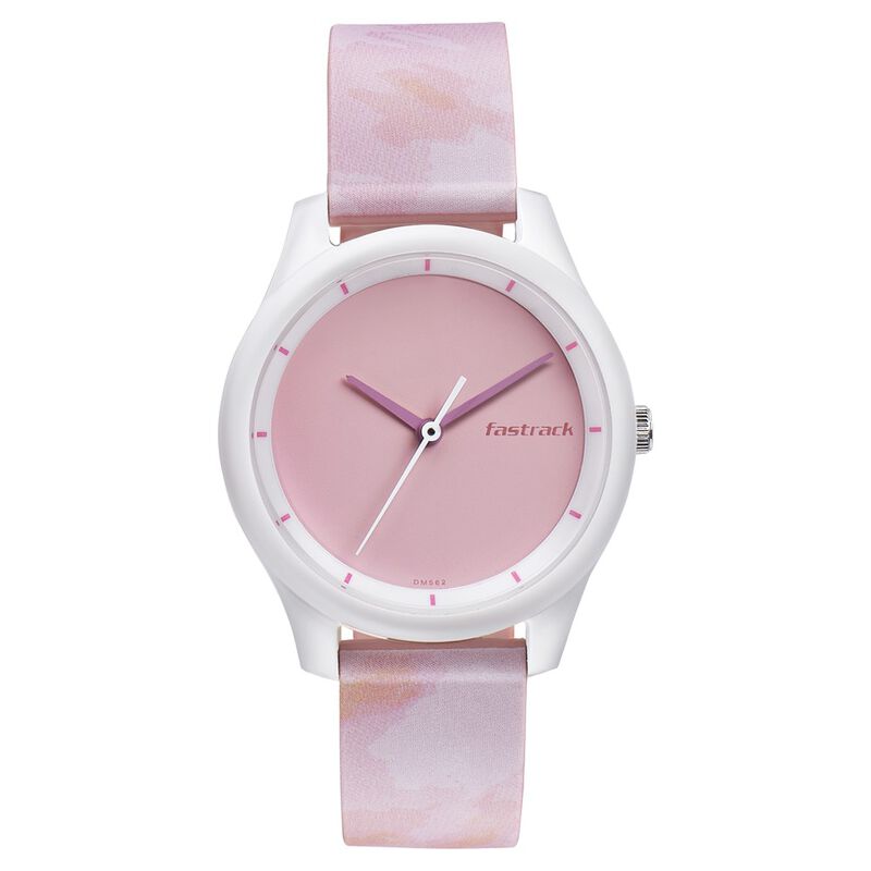 Fastrack Tie & Dye Quartz Analog Pink Dial Silicone Strap Watch for Girls