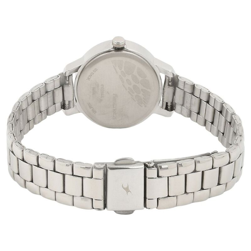 Fastrack Quartz Analog Silver Dial Stainless Steel Strap Watch for Girls