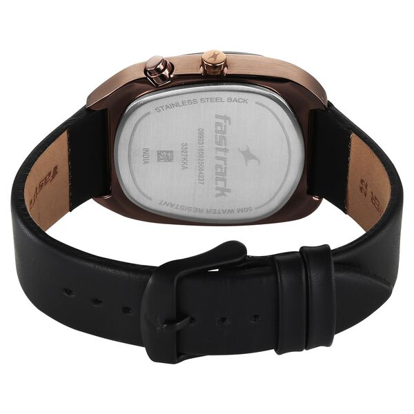Buy Online Fastrack UFO Quartz Multifunction Black Dial Black Leather ...