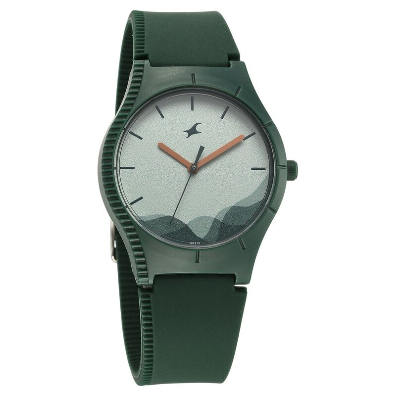 Fastrack Tees Wanderlust Quartz Analog Green Dial Silicone Strap Watch ...
