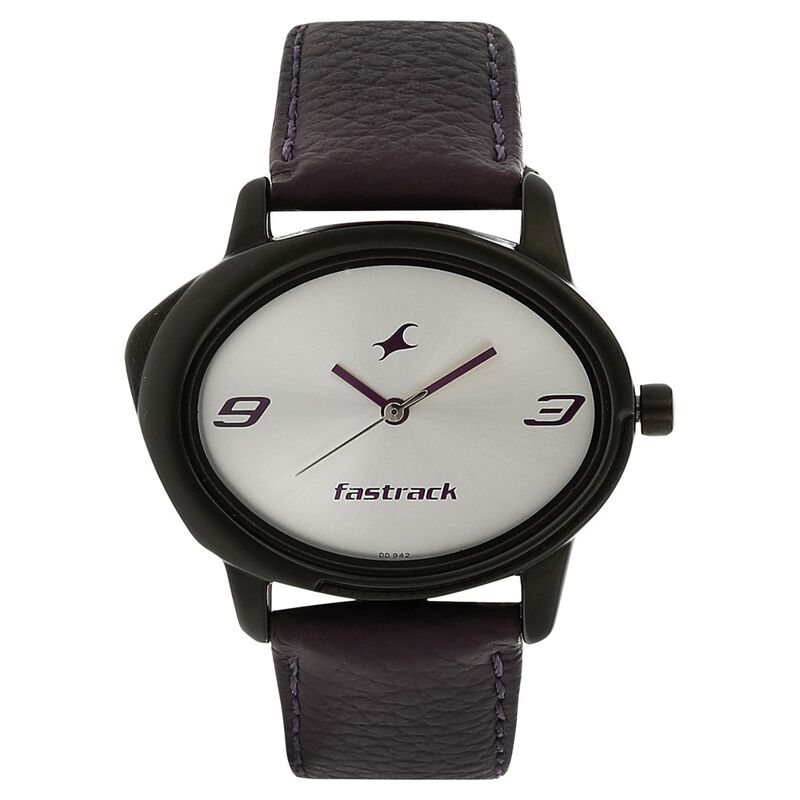 Buy Online Fastrack Quartz Analog Silver Dial Leather Strap Watch for ...