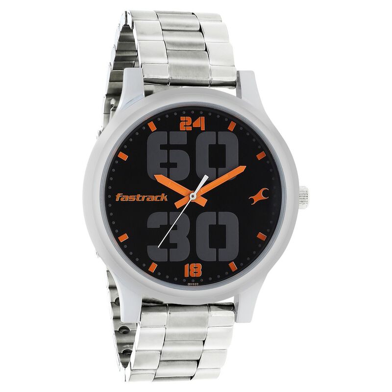Fastrack Bold Quartz Analog Black Dial Stainless Steel Strap Watch for Guys