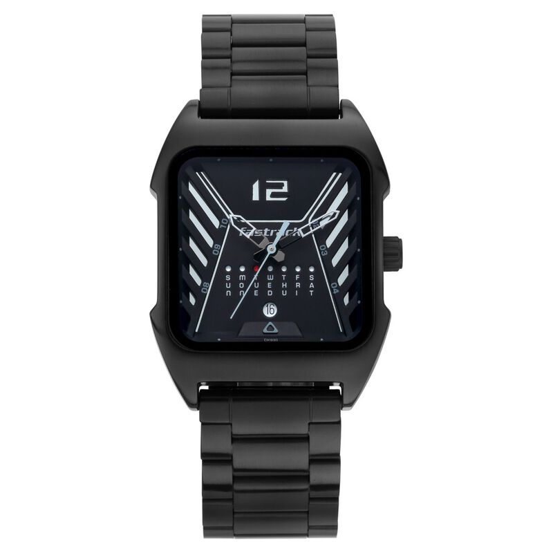 Fastrack Gamify Quartz Analog with Day and Date Black Dial Metal Strap ...