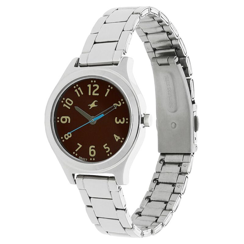 Fastrack Bare Basics Quartz Analog Brown Dial Stainless Steel Strap ...