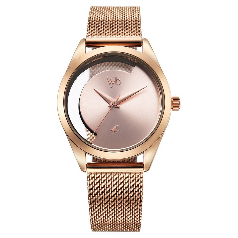 Fastrack Vyb Runway Quartz Analog Rose Gold Dial Stainless Steel Strap ...