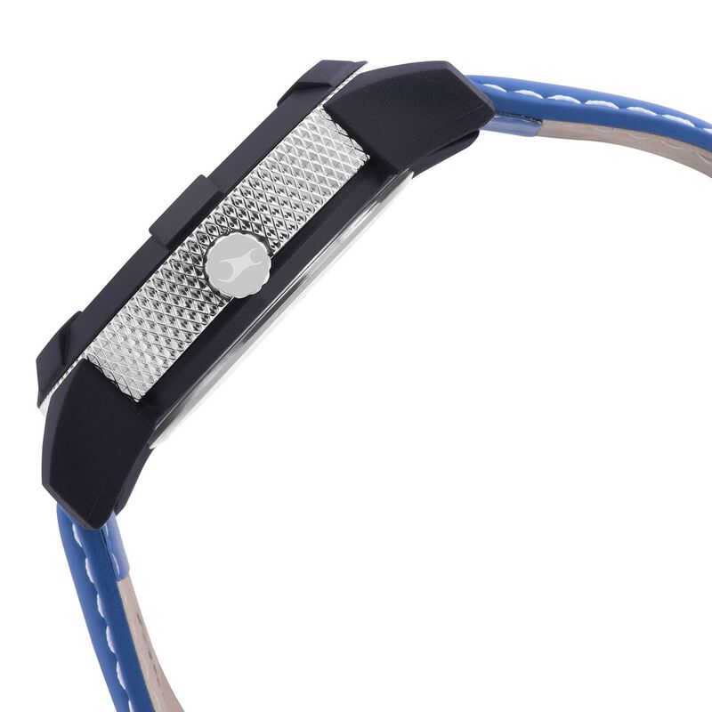 Fastrack Modular Quartz Analog Silver Dial Leather Strap Watch for Guys