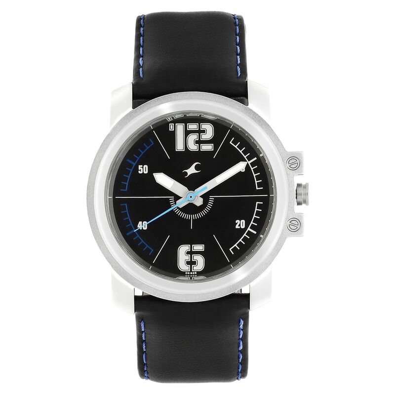 Fastrack Hitlist Quartz Analog Black Dial Leather Strap Watch for Guys