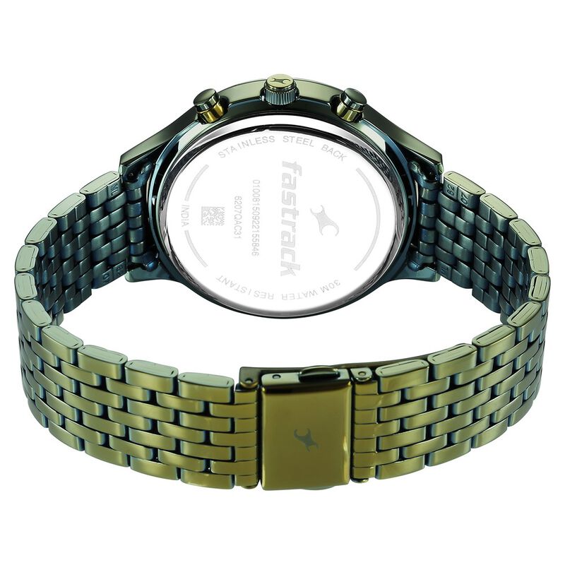 Fastrack Style Up Green Dial Stainless Steel Strap Watch for Girls