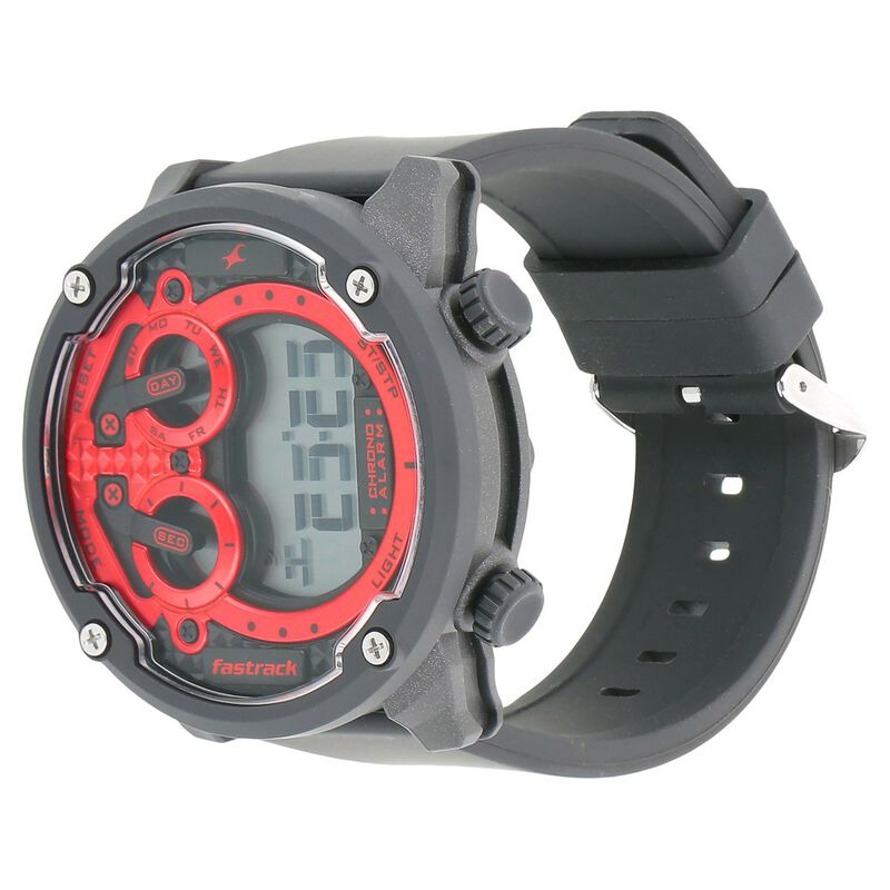 Fastrack Trendies Digital Red Dial Silicone Strap Watch for Guys