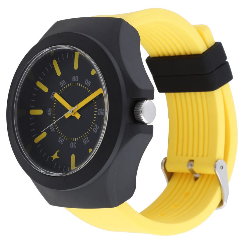Fastrack Tees Quartz Analog Black Dial Silicone Strap Unisex Watch