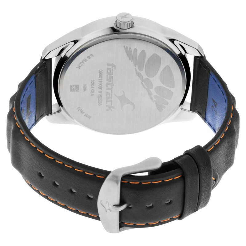 Fastrack Space Rover Quartz Analog Grey Dial Leather Strap Watch for Guys