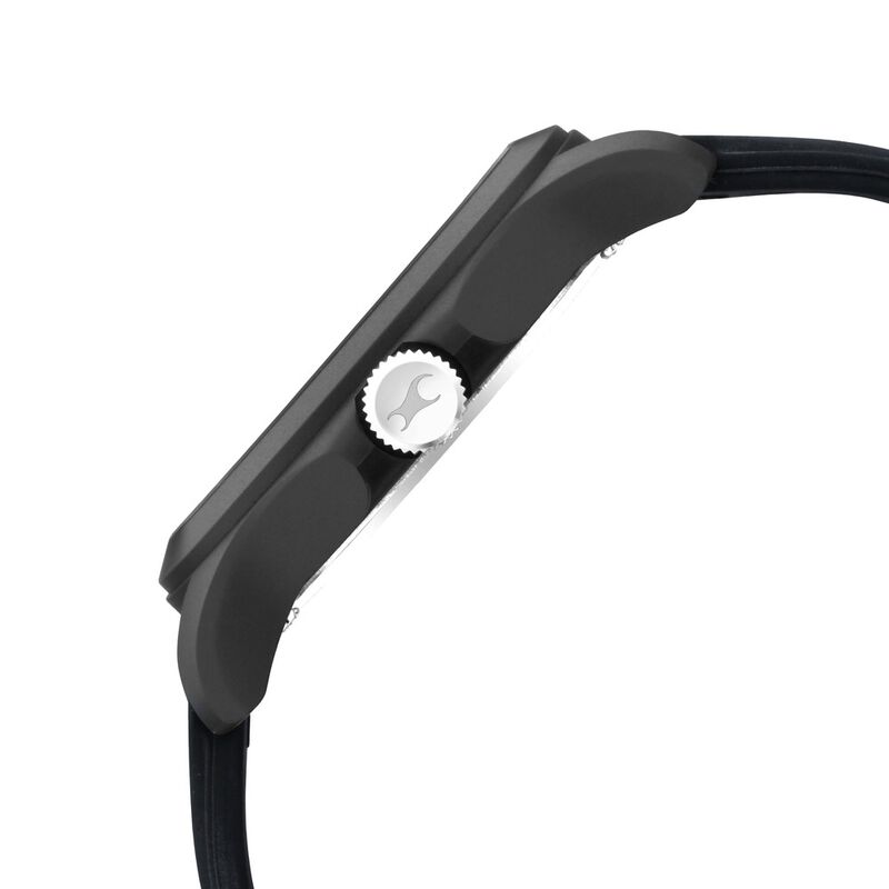 Fastrack Dual Time Quartz Analog Black Dial Silicone Strap Watch for Guys
