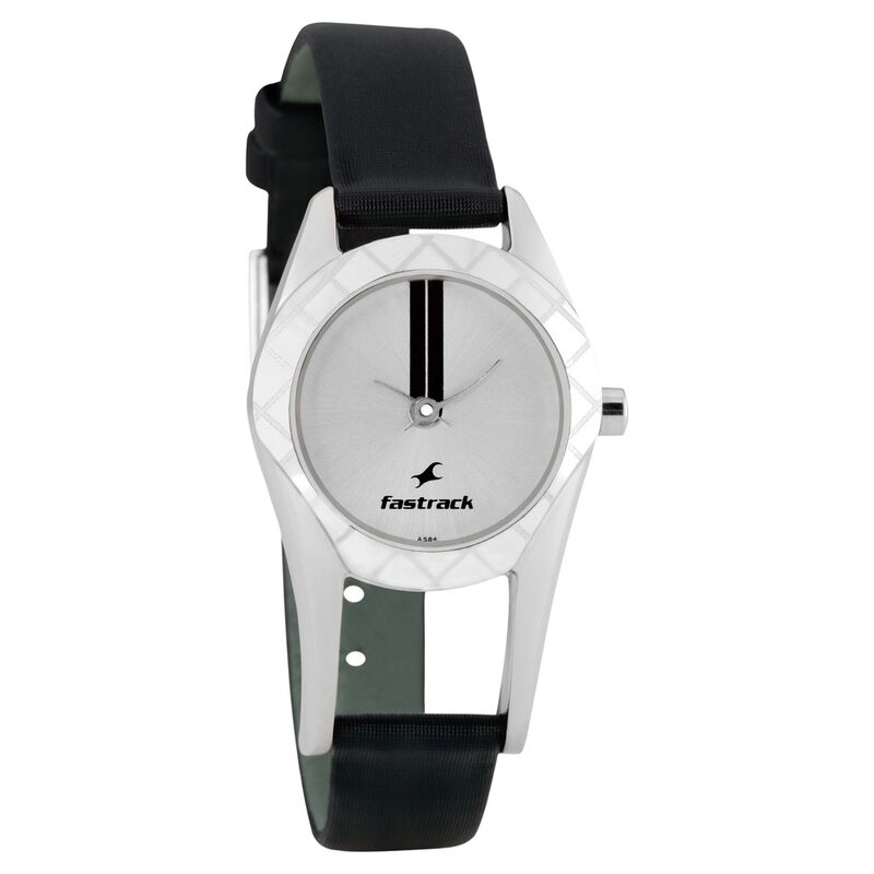 Buy Online Fastrack Quartz Analog Silver Dial Leather Strap Watch for ...