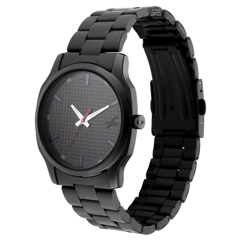 Fastrack Stunners Quartz Analog Black Dial Metal Strap Watch for Guys