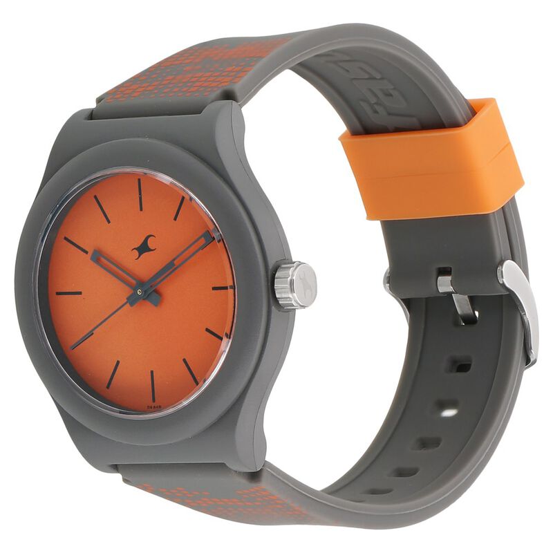 Fastrack Quartz Analog Orange Dial Strap Watch for Unisex