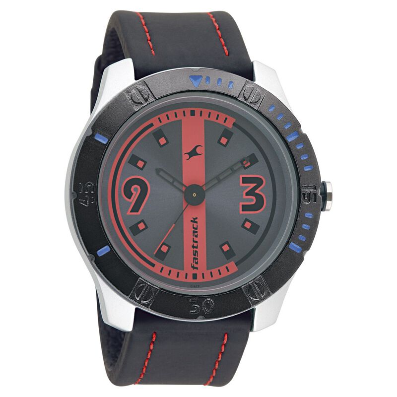 Buy Online Fastrack Quartz Analog Grey Dial Leather Strap Watch for ...