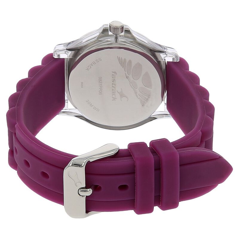 Fastrack Quartz Analog Silver Dial Plastic Strap Watch for Girls