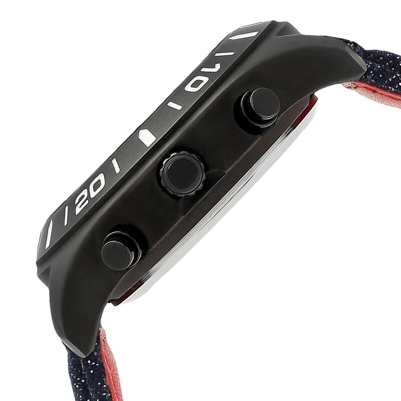 Fastrack Denim Quartz Analog Digital Black Dial Denim Strap Watch for Guys