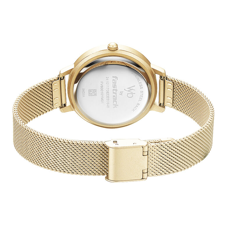 Fastrack Vyb Aurora Quartz Analog Golden Dial Stainless Steel Strap ...
