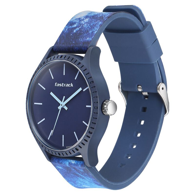 Fastrack Tie & Dye Quartz Analog Blue Dial Silicone Strap Watch for Guys