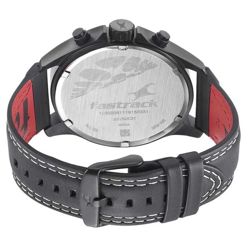 Fastrack Hitlist Quartz Chronograph Grey Dial Leather Strap Watch for Guys