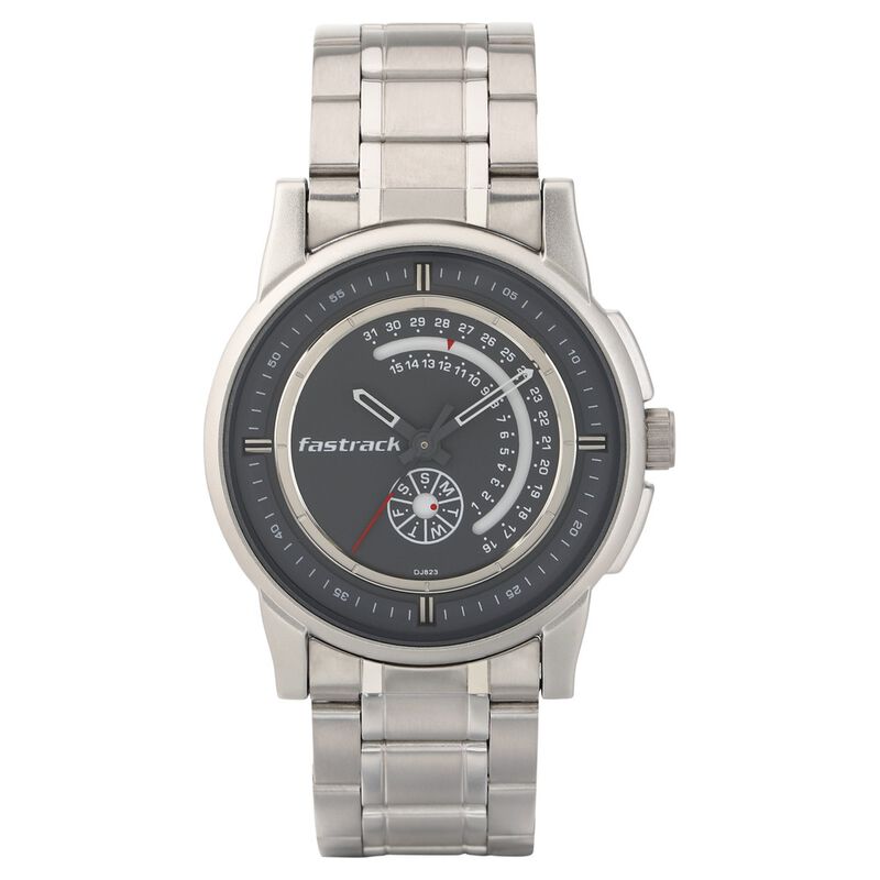 Fastrack Go Skate Quartz Analog with Day and Date Grey Dial Stainless ...