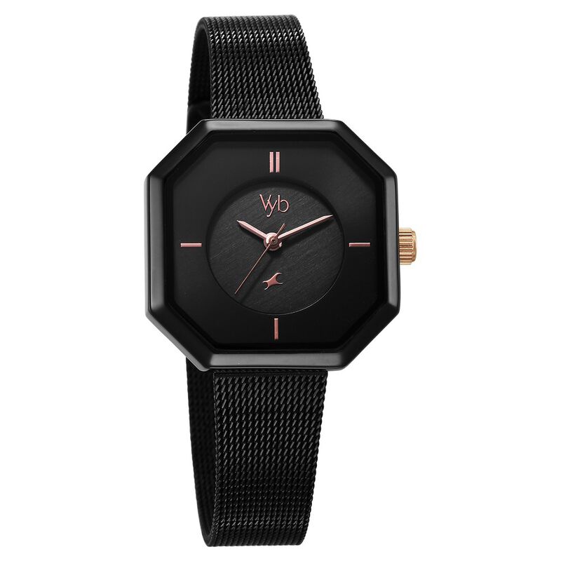 Fastrack Vyb Prodigy Quartz Analog Black Dial Stainless Steel Strap ...