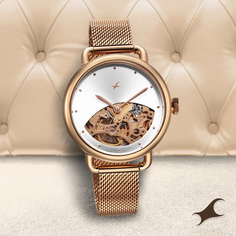 Fastrack Automatics Silver Dial Stainless Steel Strap Watch for Girls