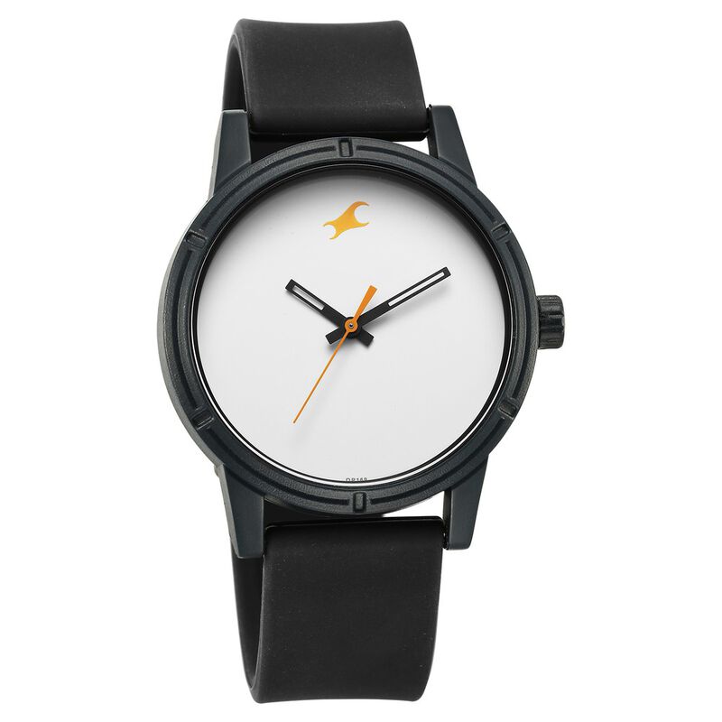 Fastrack Tees Quartz Analog White Dial Silicone Strap Watch for Guys