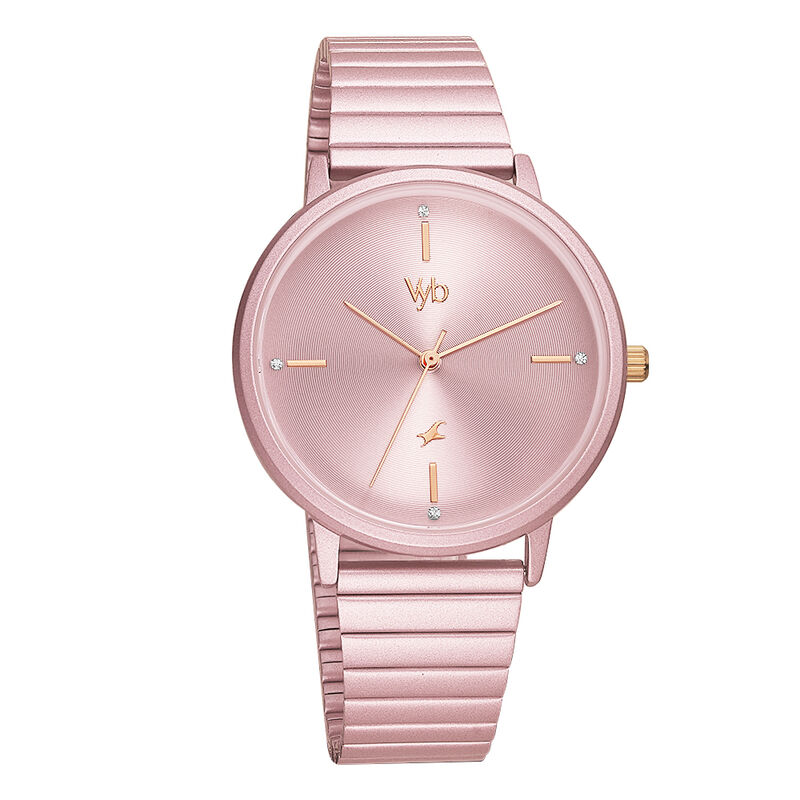 Fastrack Vyb Bliss Quartz Analog Pink Dial Stainless Steel Strap Watch ...