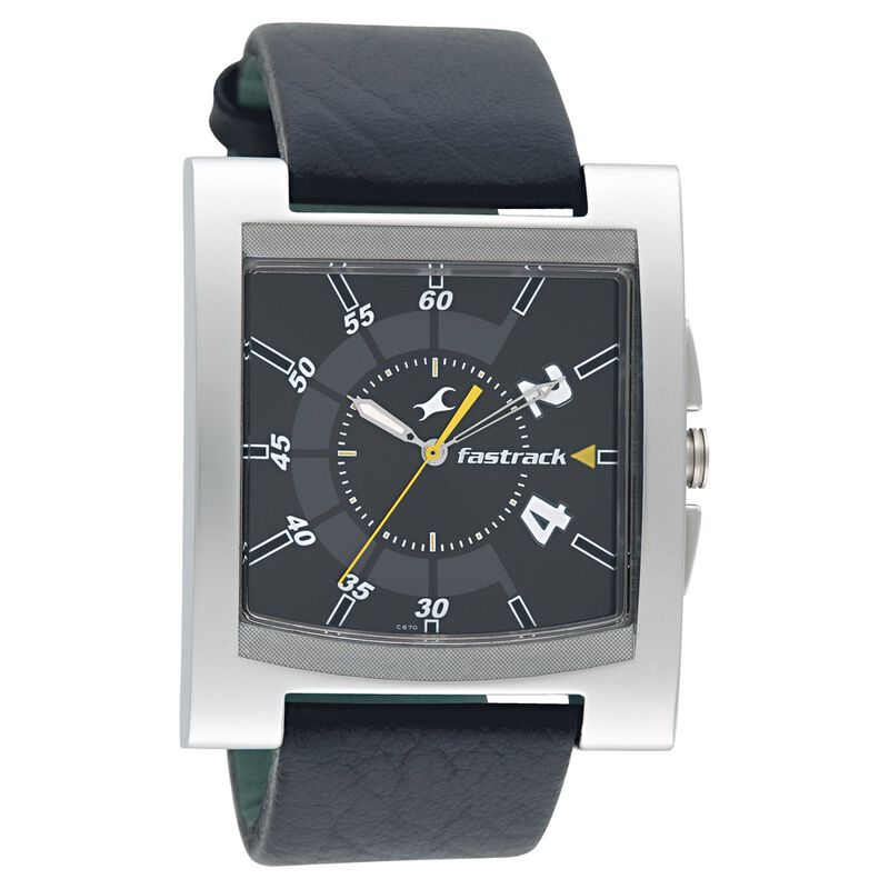 Buy Online Fastrack Quartz Analog Black Dial Leather Strap Watch for ...